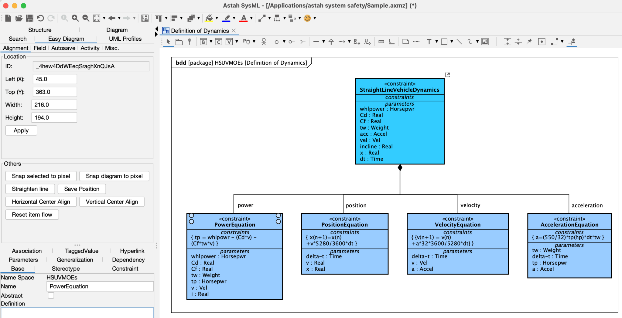 Astah Easy Diagram Plugin for SysML modeling